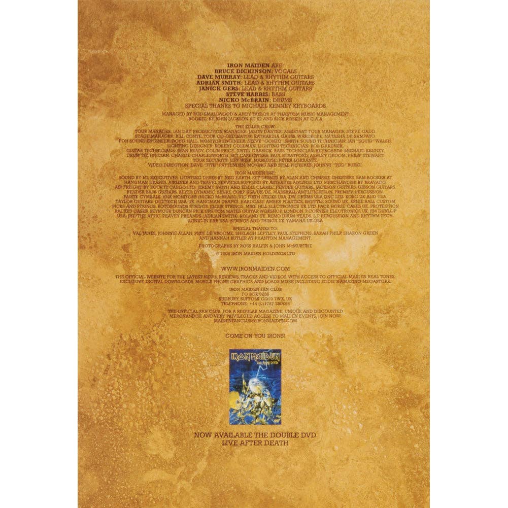 Iron Maiden Back In Time 2008 Postergram Tour Book– Josey Records